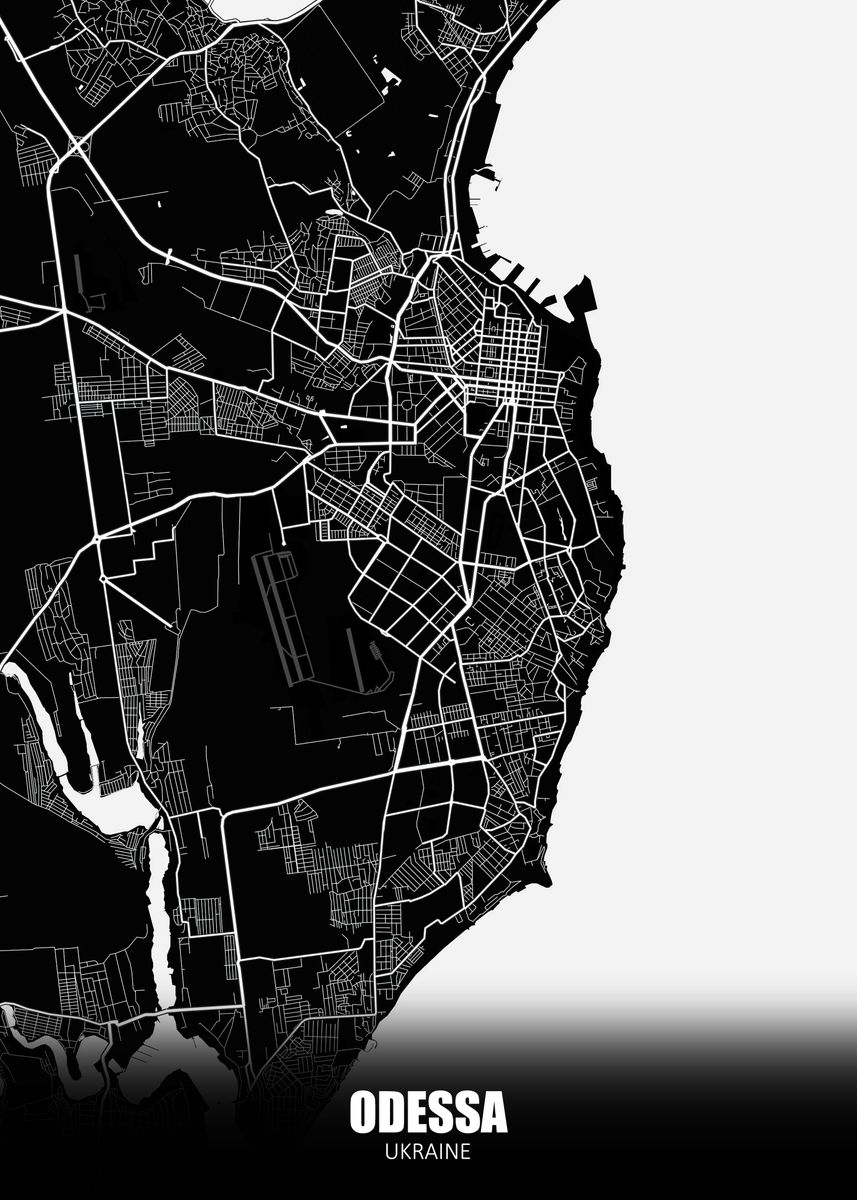 'Odessa Ukraine Dark Map' Poster, picture, metal print, paint by Zake ...