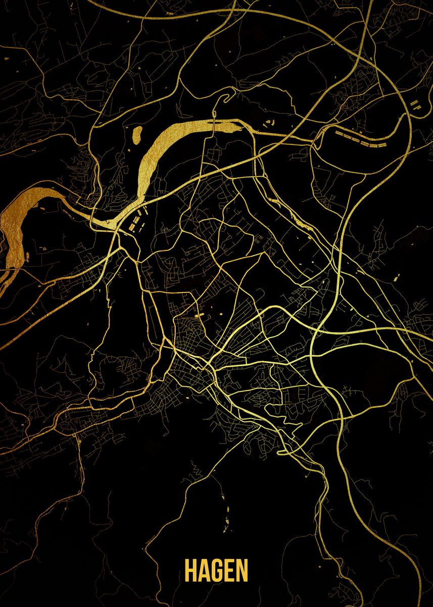 'Hagen gold map' Poster by Stefano Lunghi | Displate
