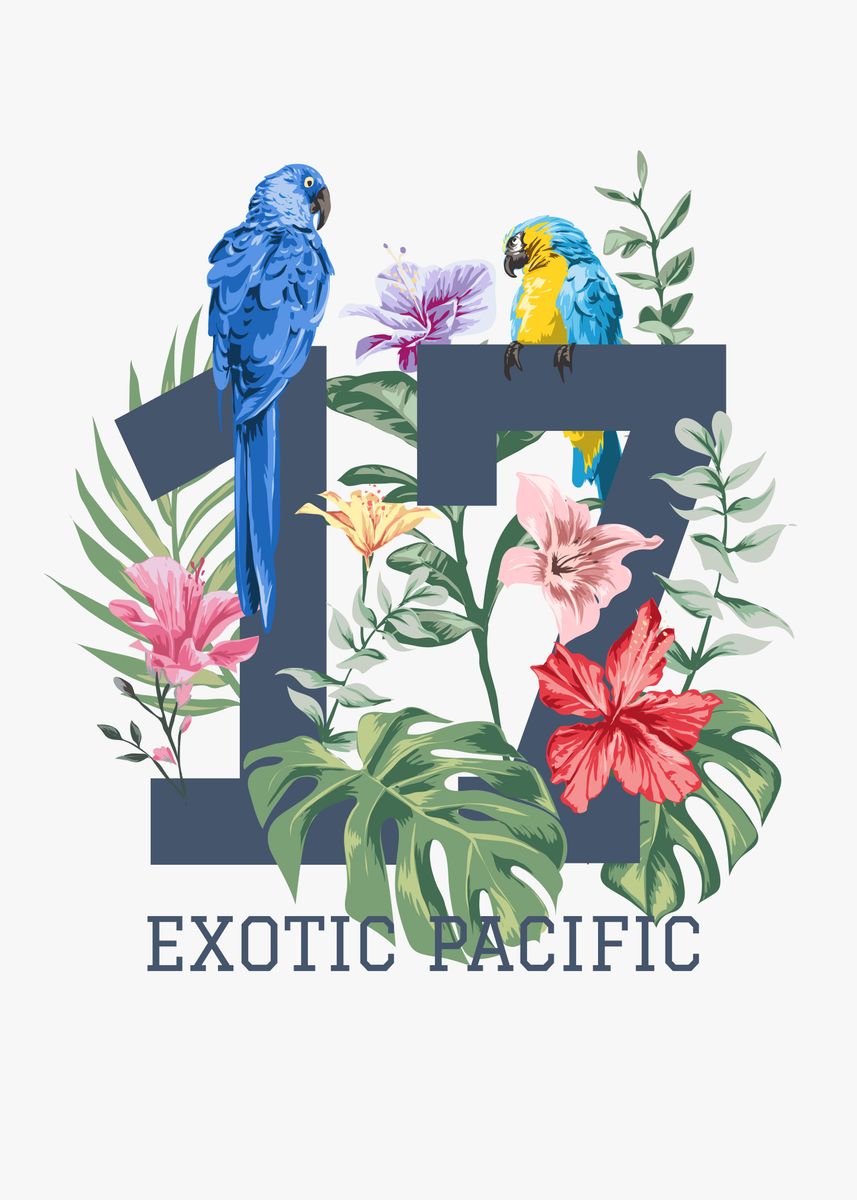 'Wild nature exotic birds' Poster, picture, metal print, paint by ...