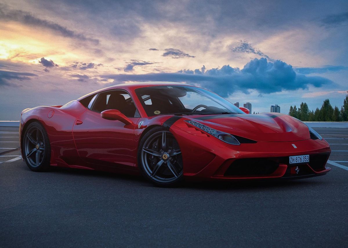 'Red Ferrari' Poster by Sam Brady | Displate