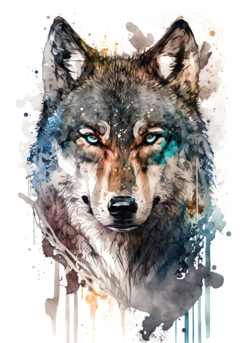 'Wolf in watercolor' Poster, picture, metal print, paint by Byrdyak ...