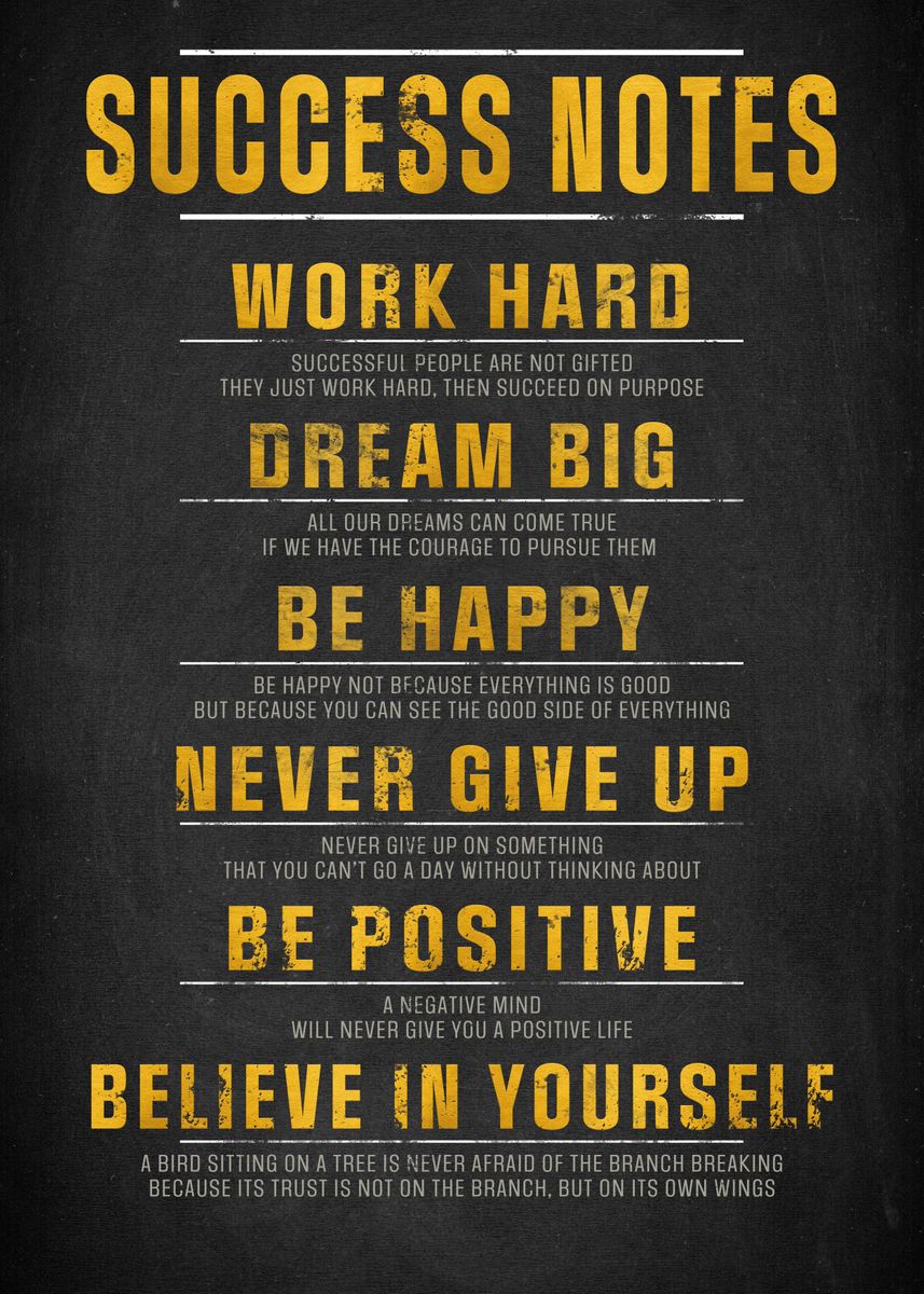 'Success Notes' Poster, picture, metal print, paint by DesignerMind ...
