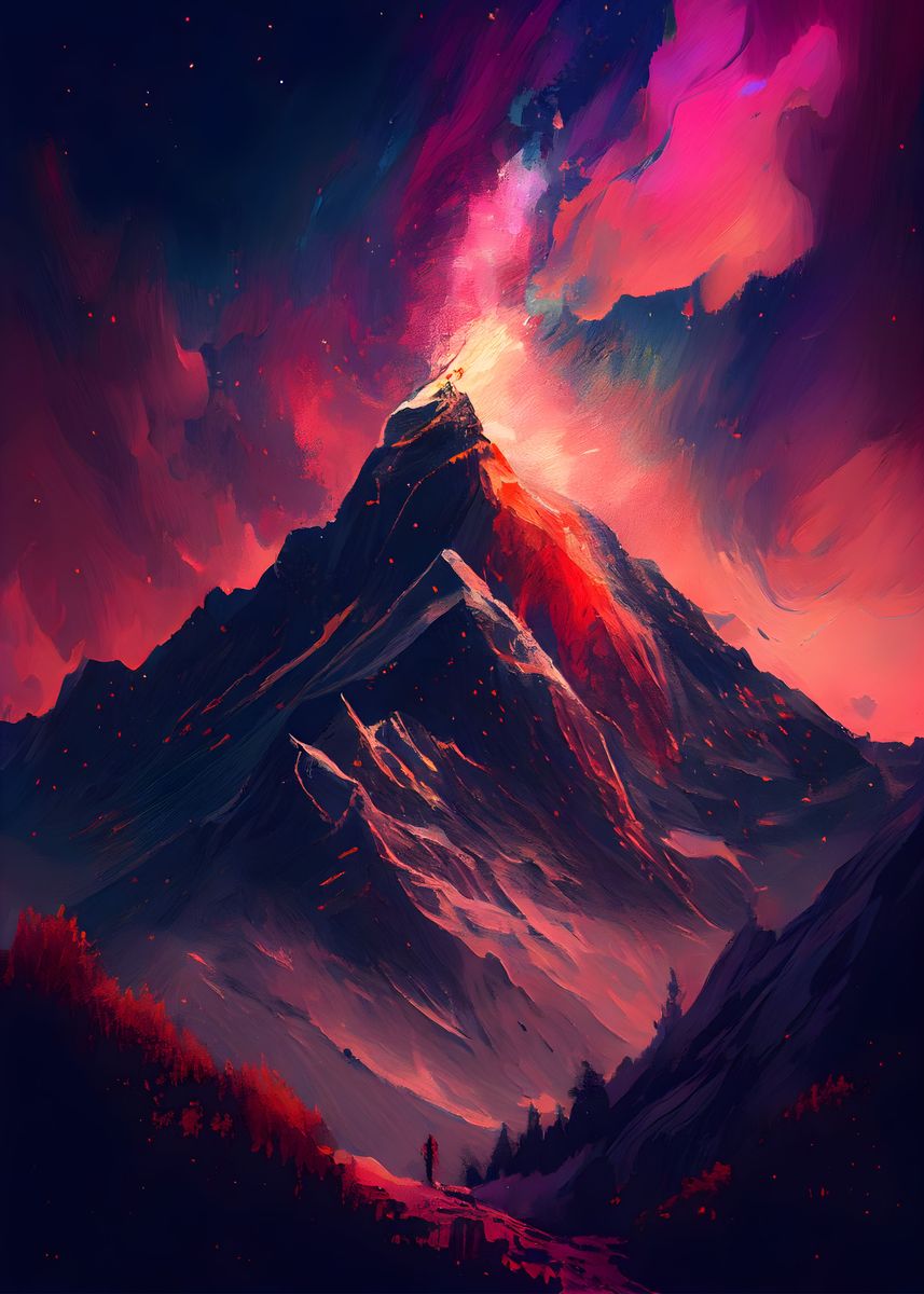 'The Fading Mountains' Poster, picture, metal print, paint by ...