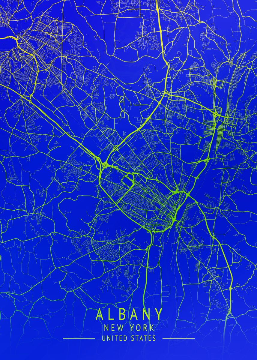 'Albany New York City Map' Poster, picture, metal print, paint by Gigi ...