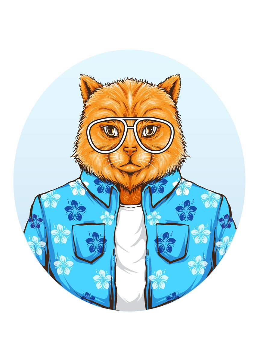 'Cool cat' Poster, picture, metal print, paint by Lloyd Studio | Displate