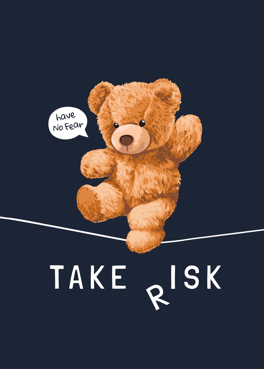 'Bear toy walking on string' Poster, picture, metal print, paint by ...