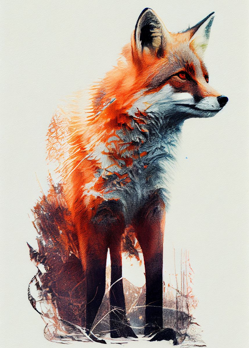 'Fox Animal' Poster, picture, metal print, paint by DecoyDesign | Displate