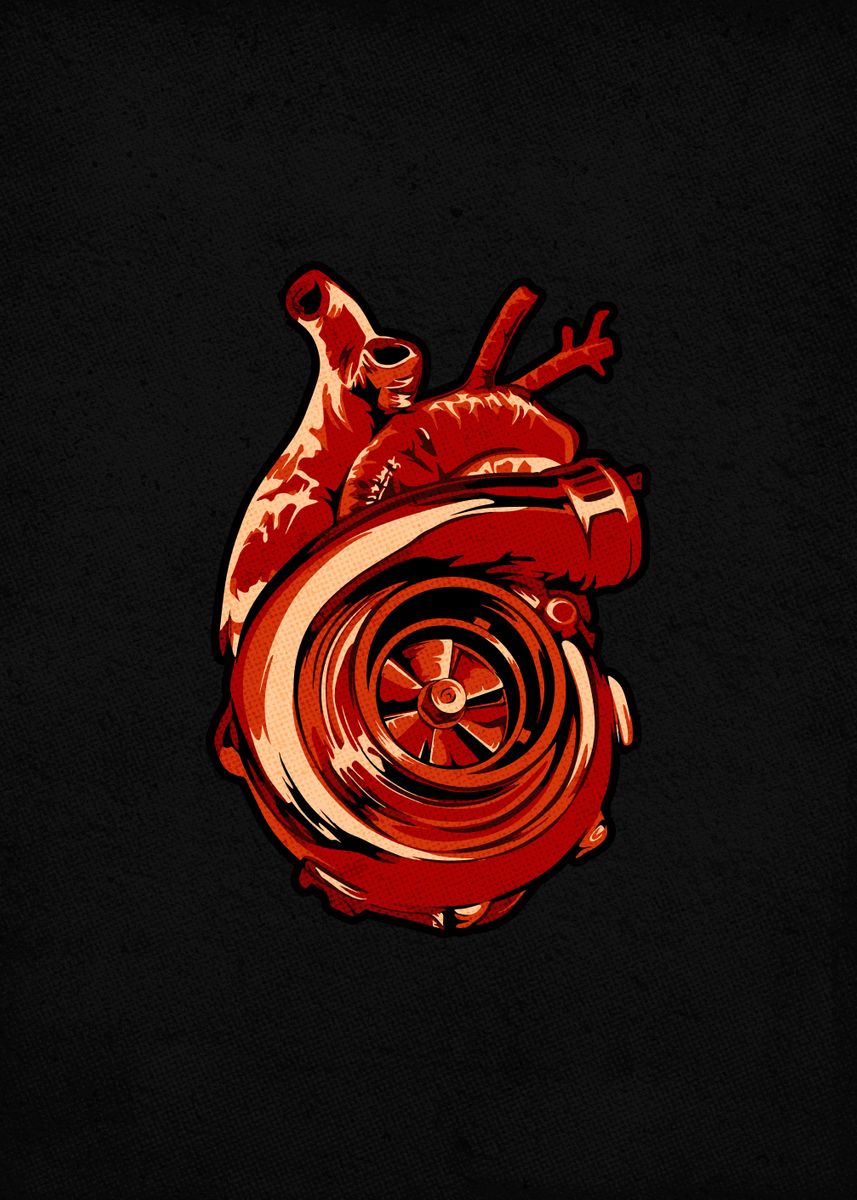 'Exhaust Heart Turbocharger' Poster, picture, metal print, paint by ...