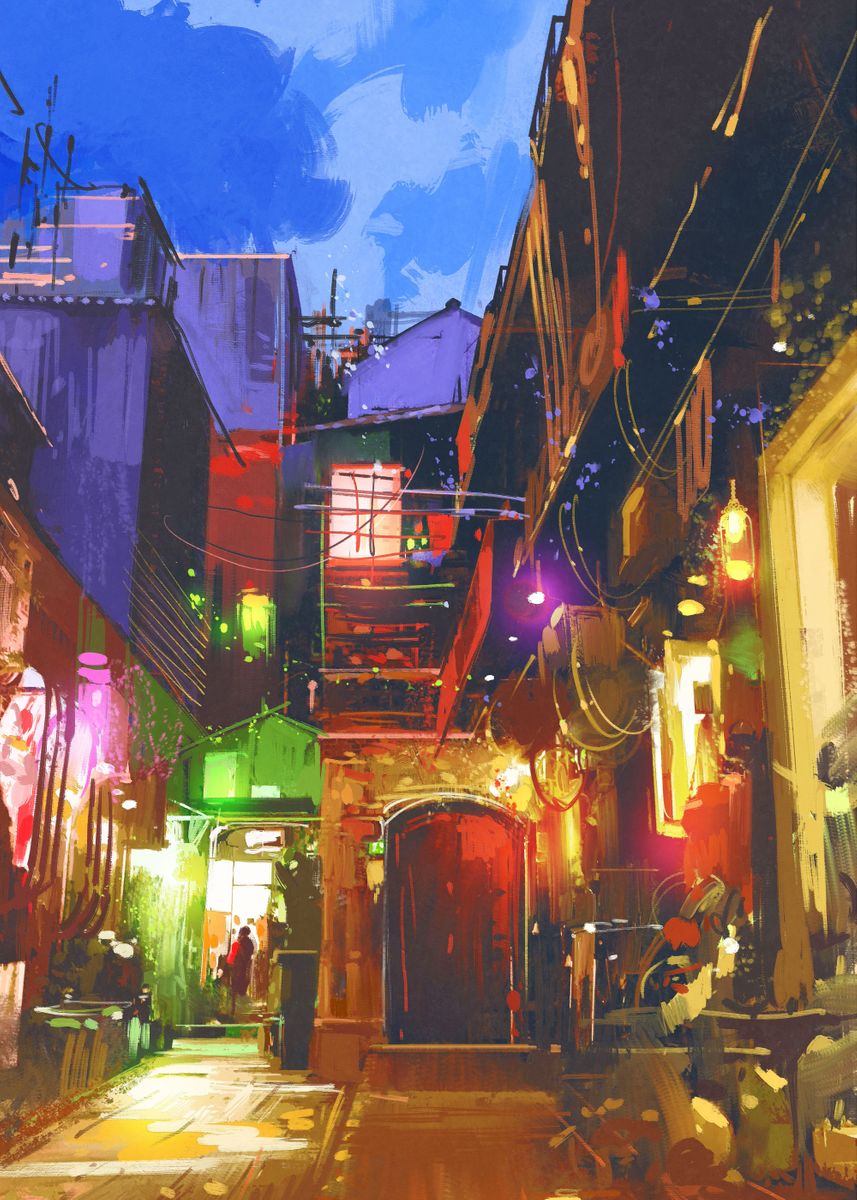 'beautiful village' Poster, picture, metal print, paint by Color Art ...