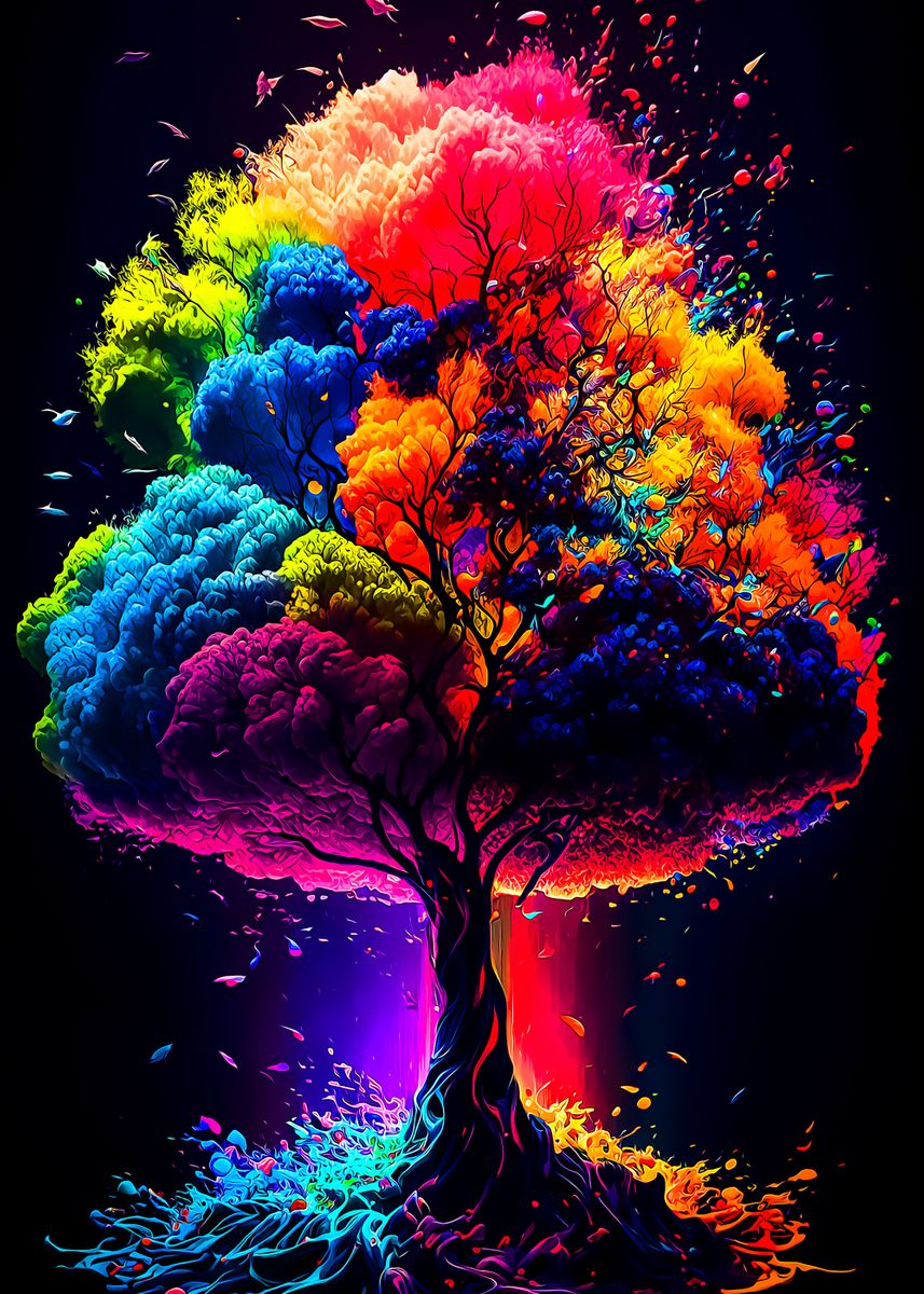 'Tree Colorful' Poster, picture, metal print, paint by Romos Xavi ...