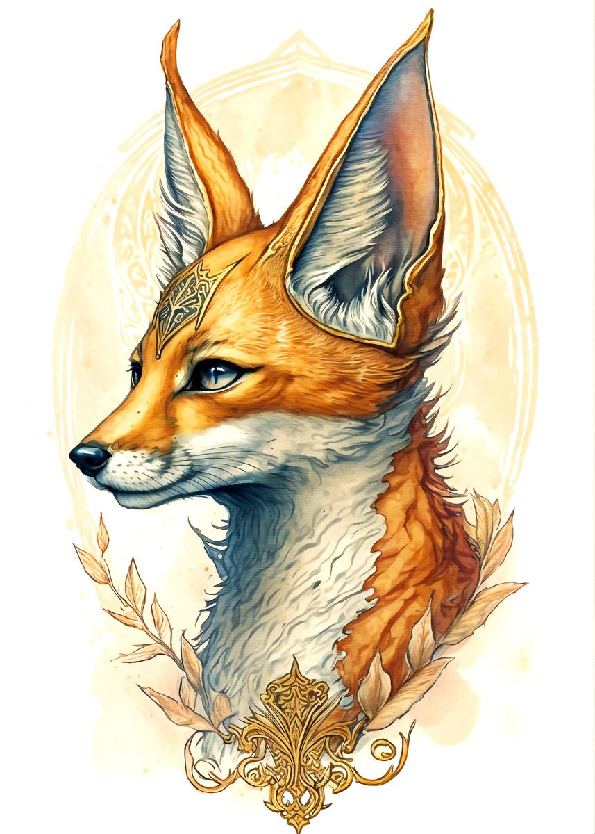 'Fox' Poster, picture, metal print, paint by Lee Jani | Displate