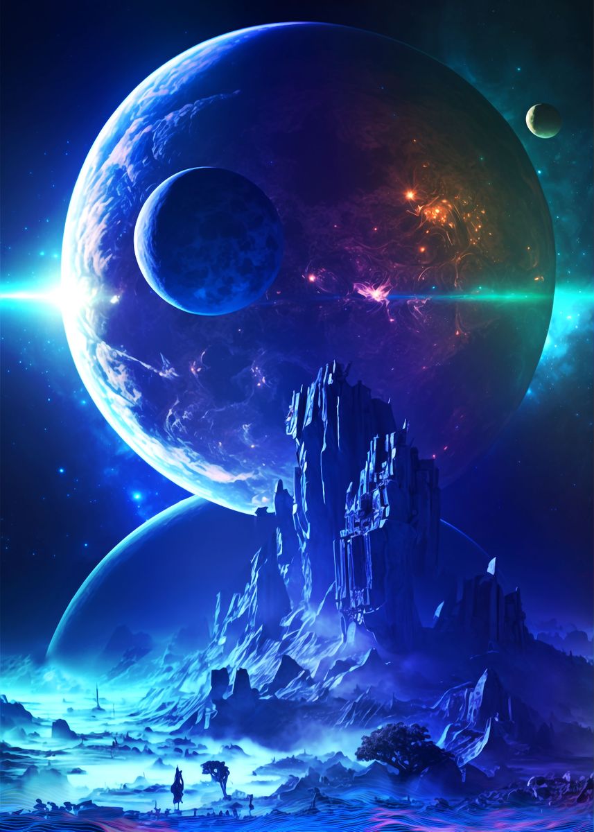 'Epic blue space' Poster, picture, metal print, paint by Broken Specter ...