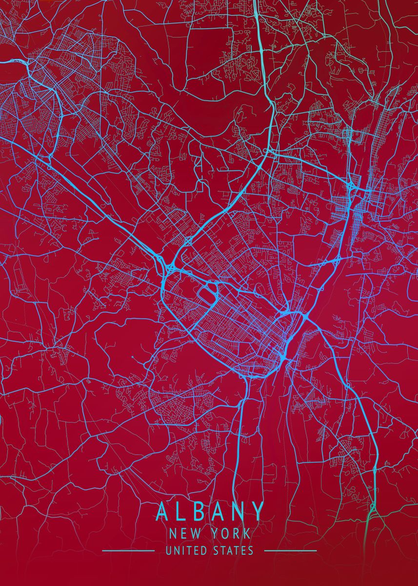 'Albany New York City Map' Poster, picture, metal print, paint by Gigi ...