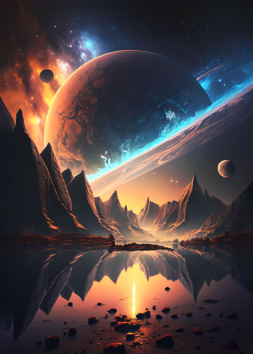 'Cosmic Mountain Range' Poster, picture, metal print, paint by Luong ...