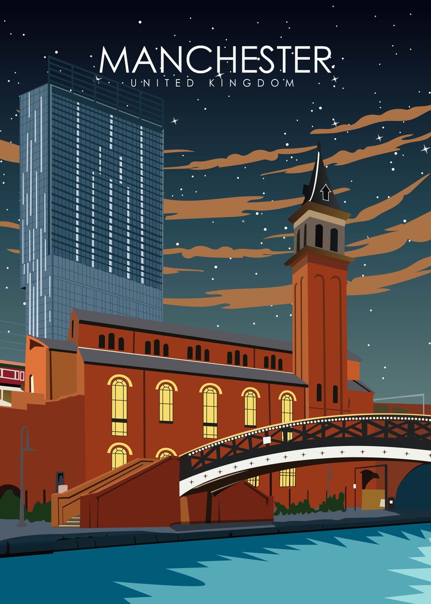 'Manchester Travel Poster' Poster, picture, metal print, paint by Jorn ...