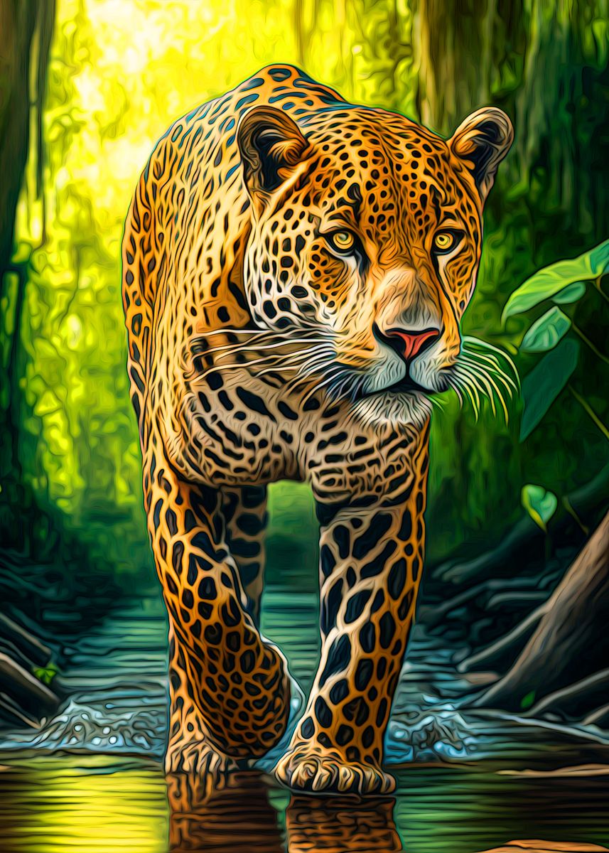 'Jaguar' Poster, picture, metal print, paint by Tiker Arts | Displate