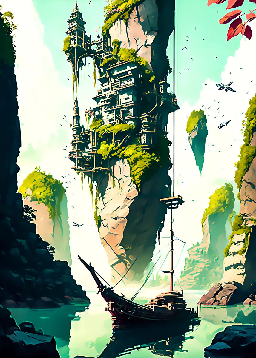 'Fantasy Landscape' Poster, picture, metal print, paint by tine Dons ...