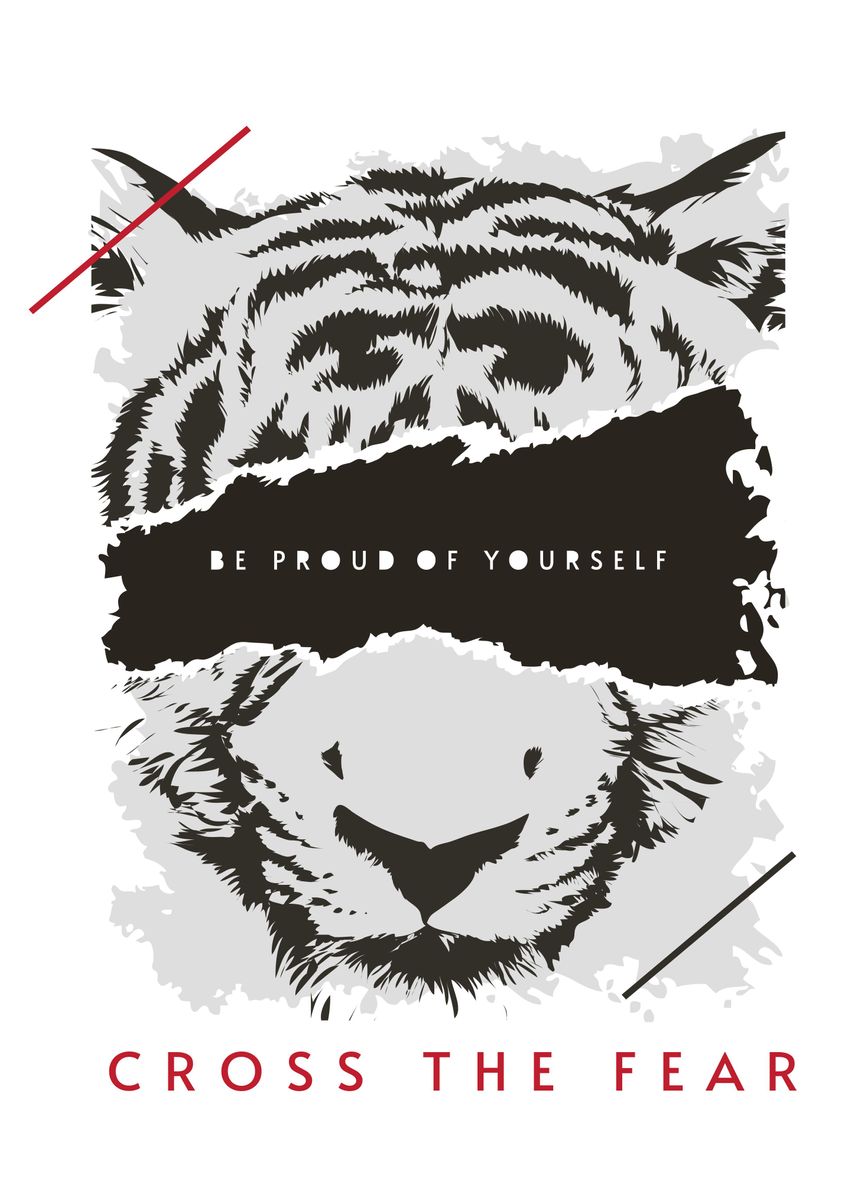 'Tiger face ripped off' Poster, picture, metal print, paint by ...