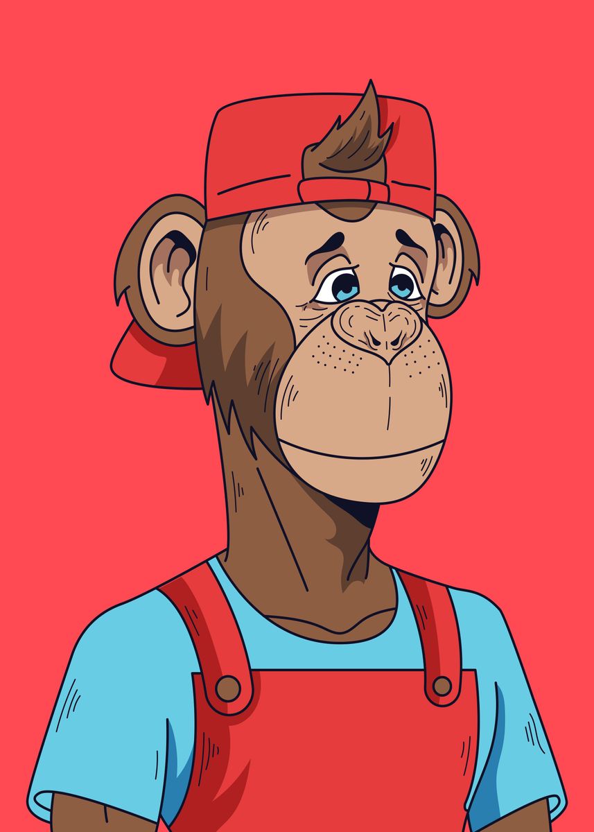 'Hand drawn nft style ape' Poster, picture, metal print, paint by Le ...