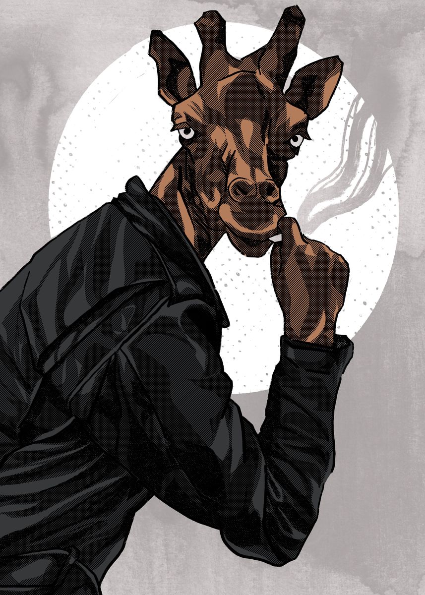 'Human Giraffe' Poster, picture, metal print, paint by Imad Wpap | Displate