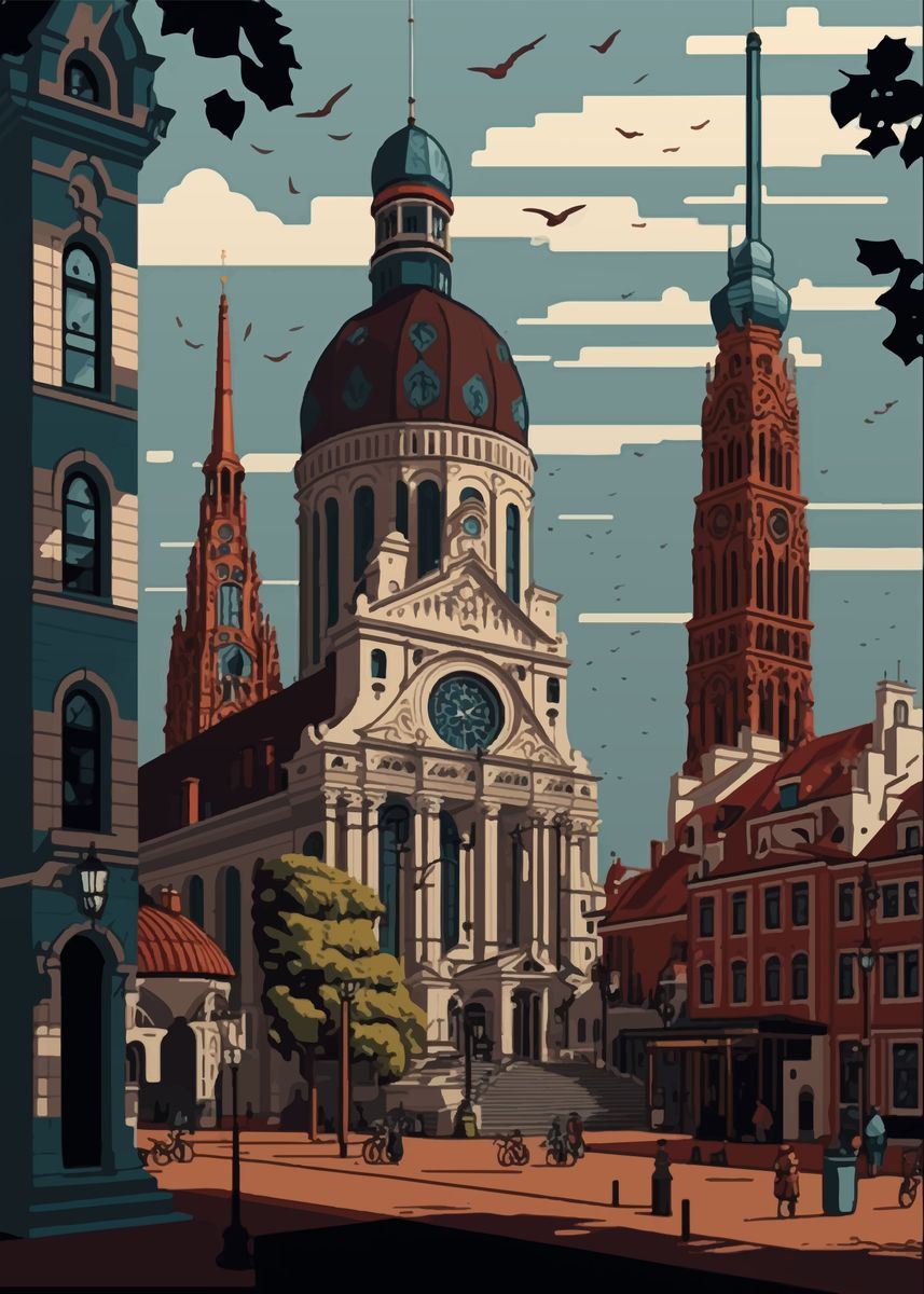 'Riga Pixel Art' Poster, picture, metal print, paint by M Art | Displate