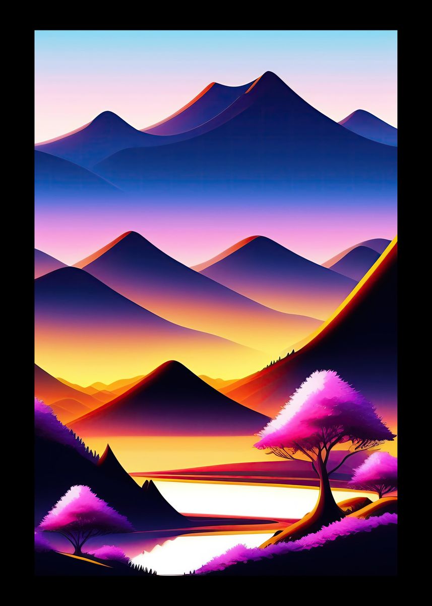 'Hills And Mountains' Poster, picture, metal print, paint by ...