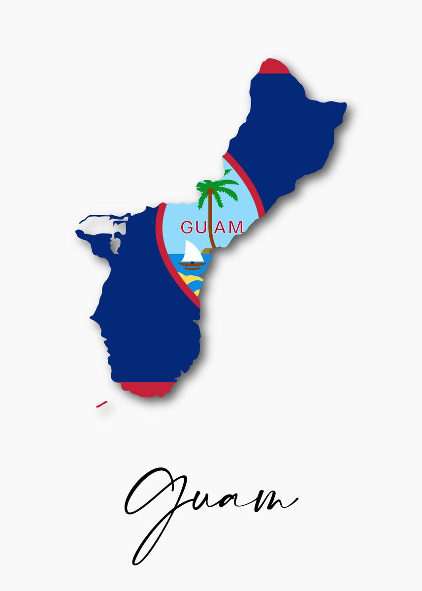 'Guam Country Map Flag' Poster, picture, metal print, paint by dkDesign ...