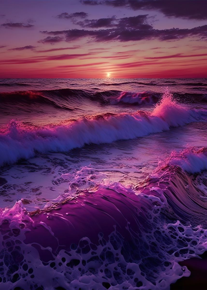 'Beautiful Sunset Beach' Poster, picture, metal print, paint by ...