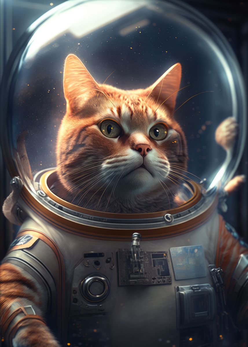 'Spacesuit Astronaut Cat' Poster, picture, metal print, paint by Zenja ...