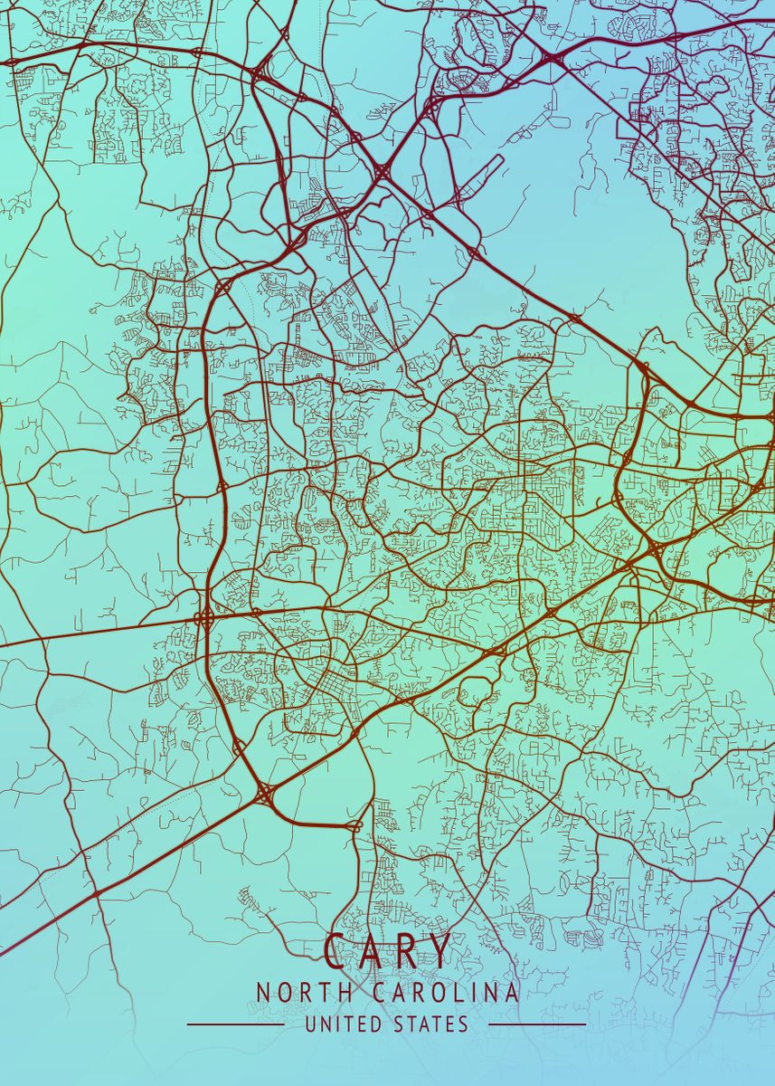 'Cary USA City Map ' Poster, picture, metal print, paint by Gigi Bgm ...