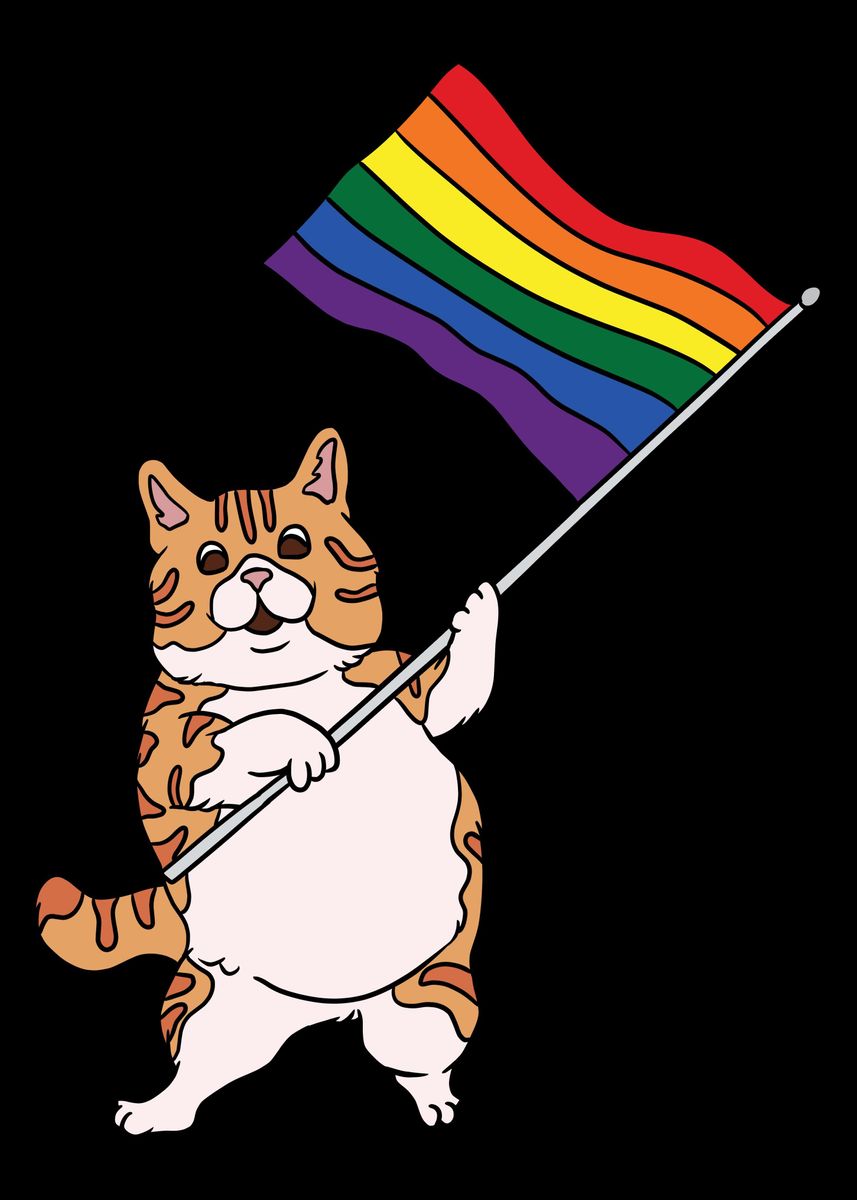'Cat LGBT' Poster, picture, metal print, paint by Hexor | Displate