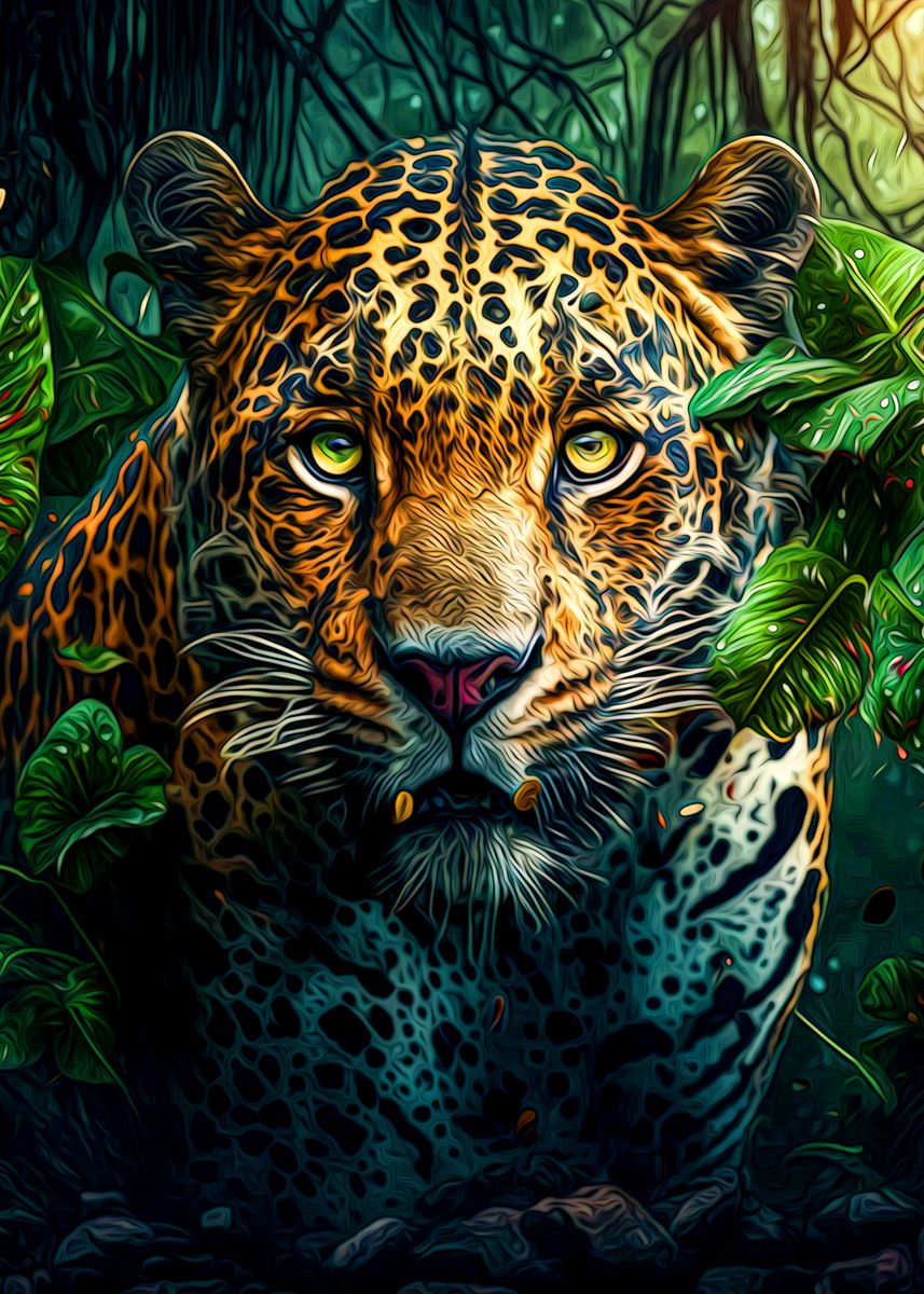 'Jaguar' Poster, picture, metal print, paint by Tiker Arts | Displate