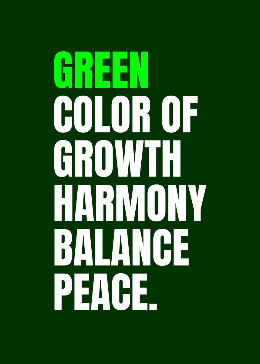 'Inspirational Green Quote' Poster, picture, metal print, paint by ...