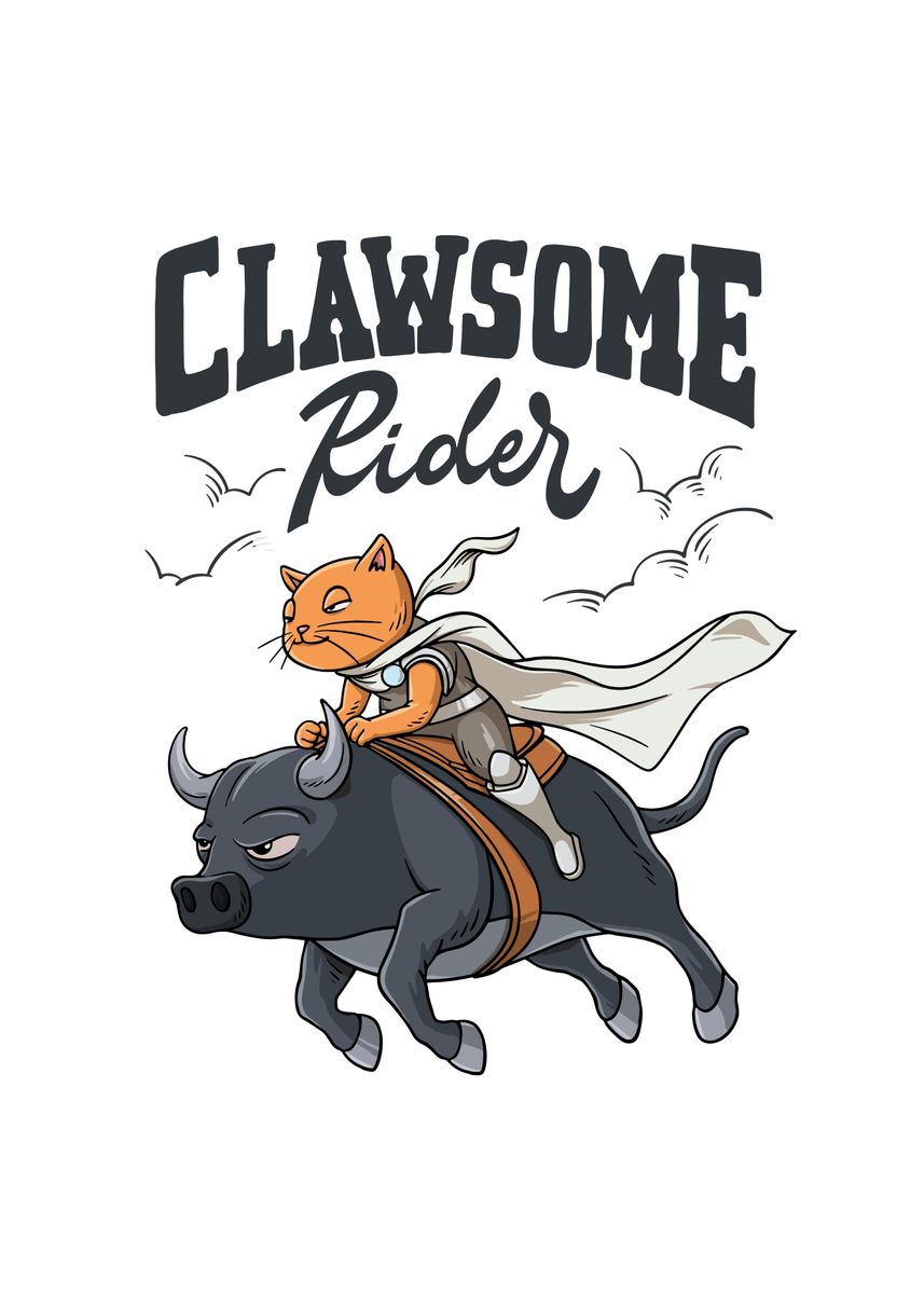 'Western Rodeo Cat' Poster, picture, metal print, paint by Michael ...