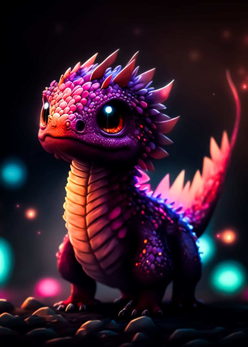 'baby dragon' Poster, picture, metal print, paint by Animals Fly | Displate