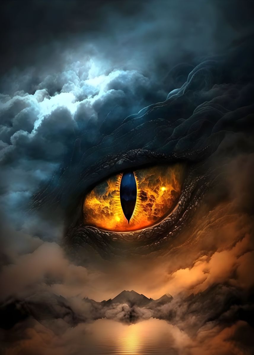 'Fierce Storm Dragons Gaze' Poster, picture, metal print, paint by ...