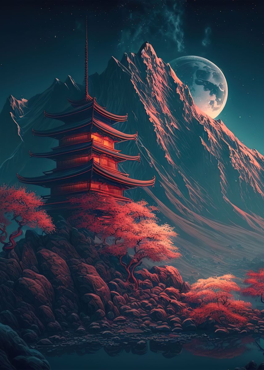 'japan landscape' Poster by Hari Buckner | Displate