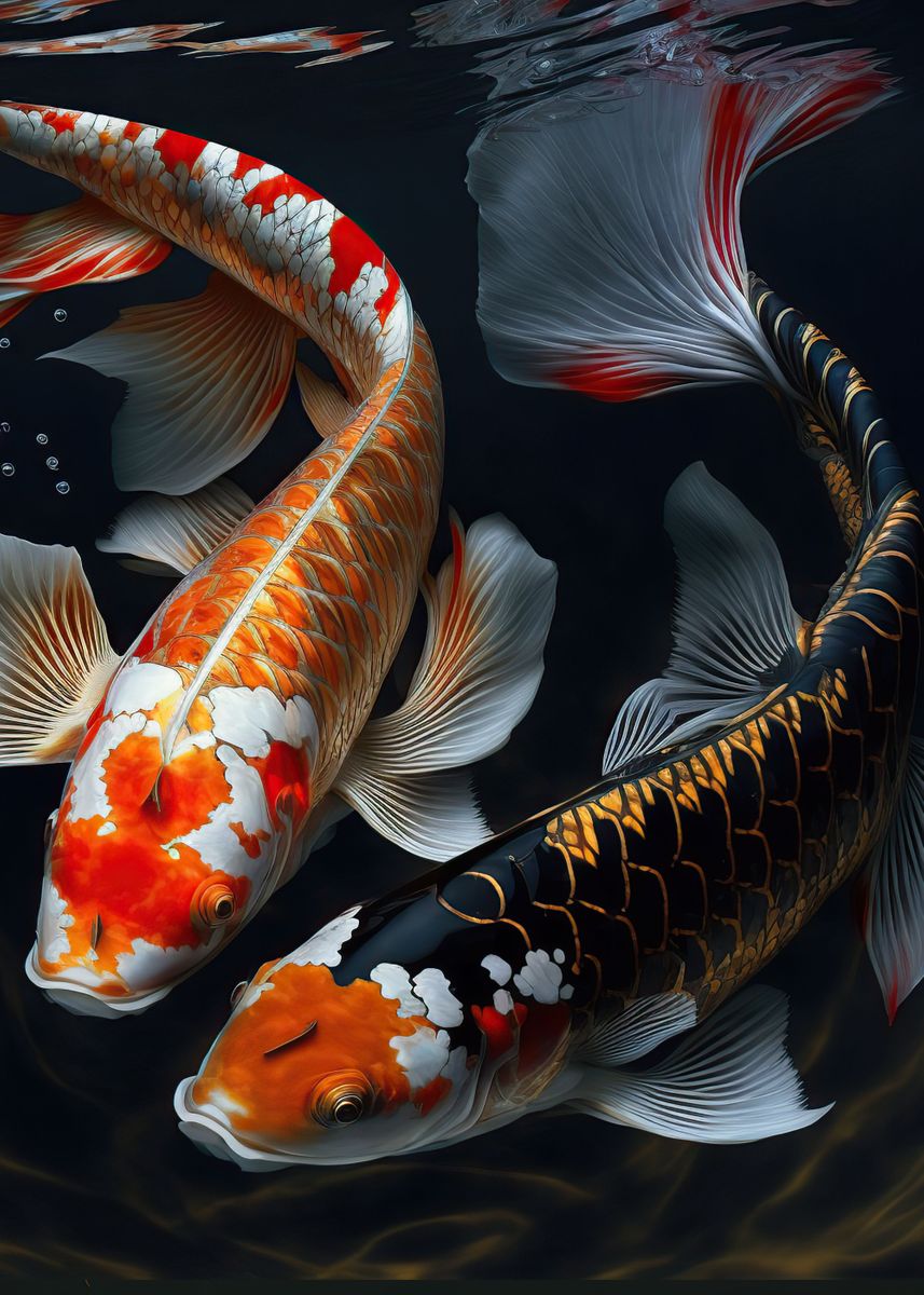 'koi fish in the lake' Poster, picture, metal print, paint by Brax Rice ...