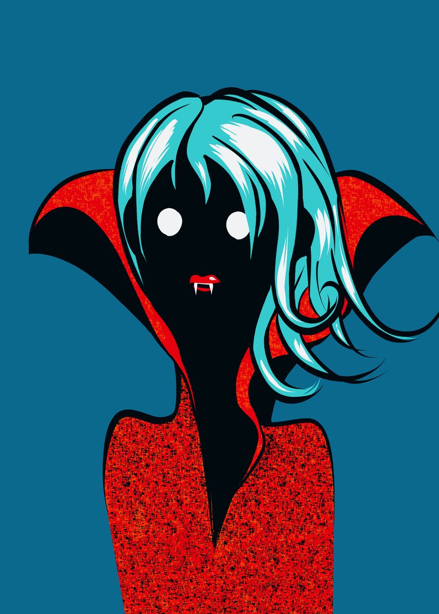 'Funny Vampire Girl' Poster, picture, metal print, paint by Boriana ...
