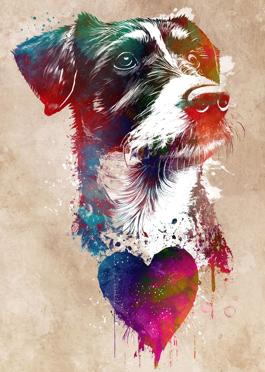 'Dog love' Poster, picture, metal print, paint by JBJart Justyna Jaszke ...