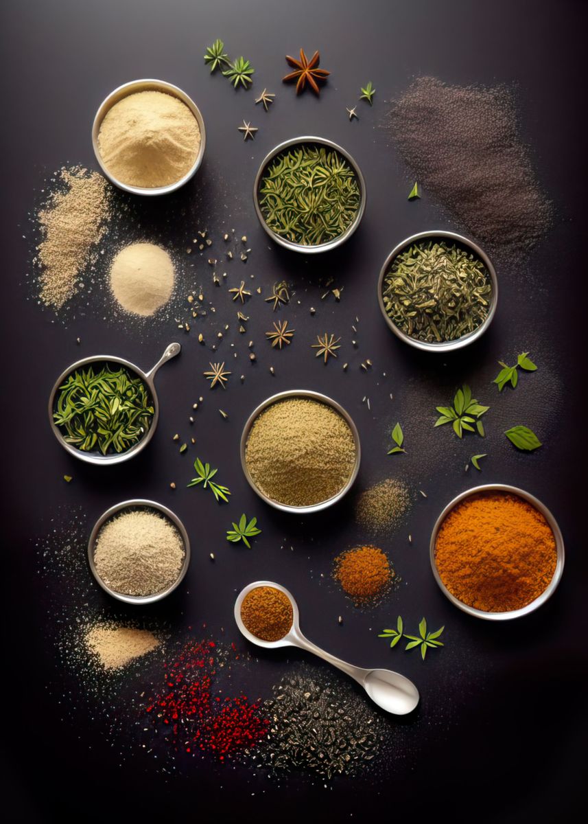 'Spices Display' Poster, picture, metal print, paint by Haru Udu | Displate