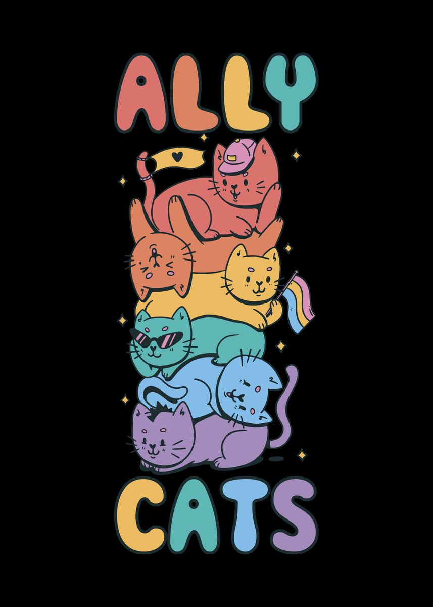 'Ally Cat' Poster, picture, metal print, paint by CatRobot | Displate
