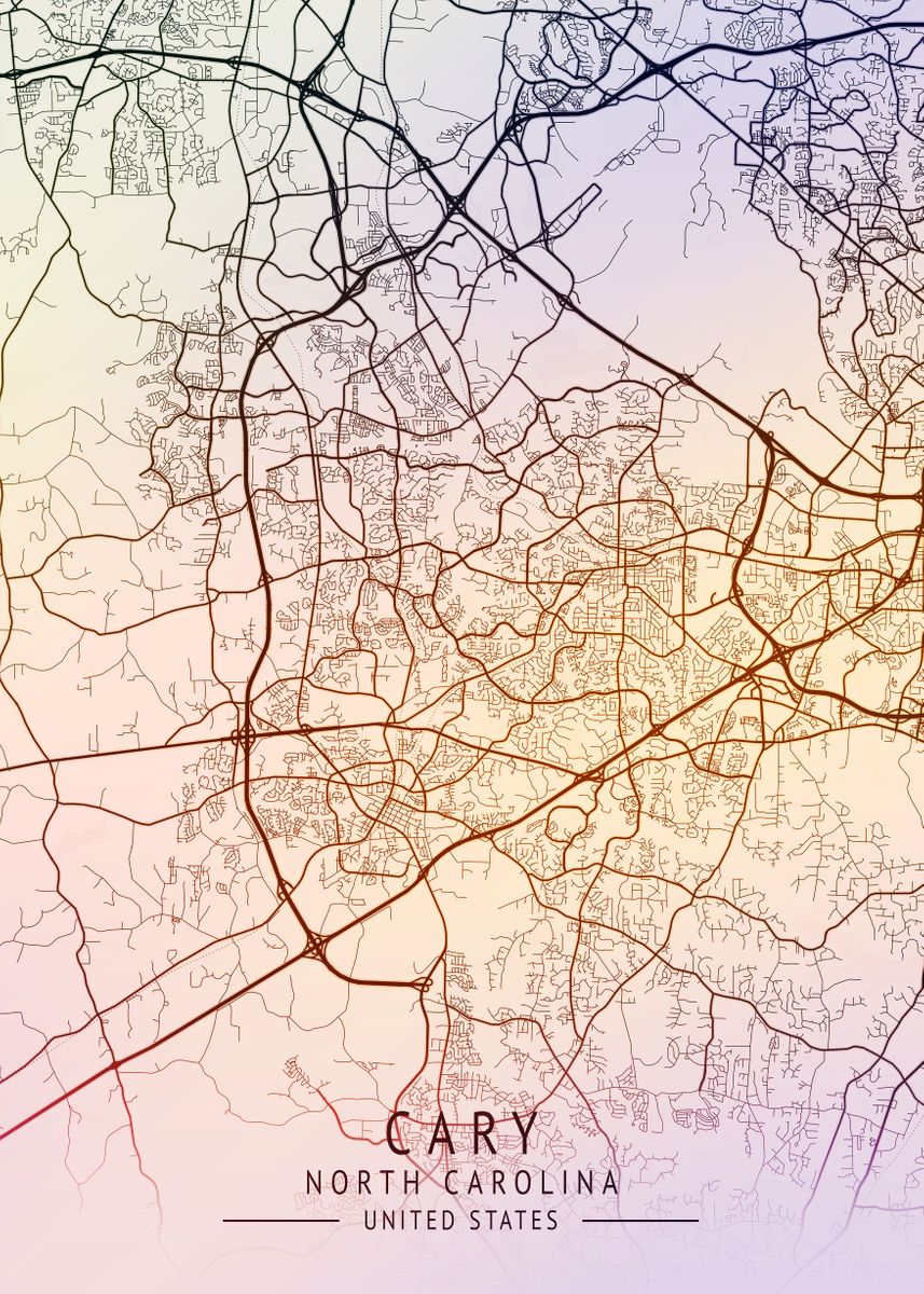 'Cary USA City Map ' Poster, picture, metal print, paint by Gigi Bgm ...