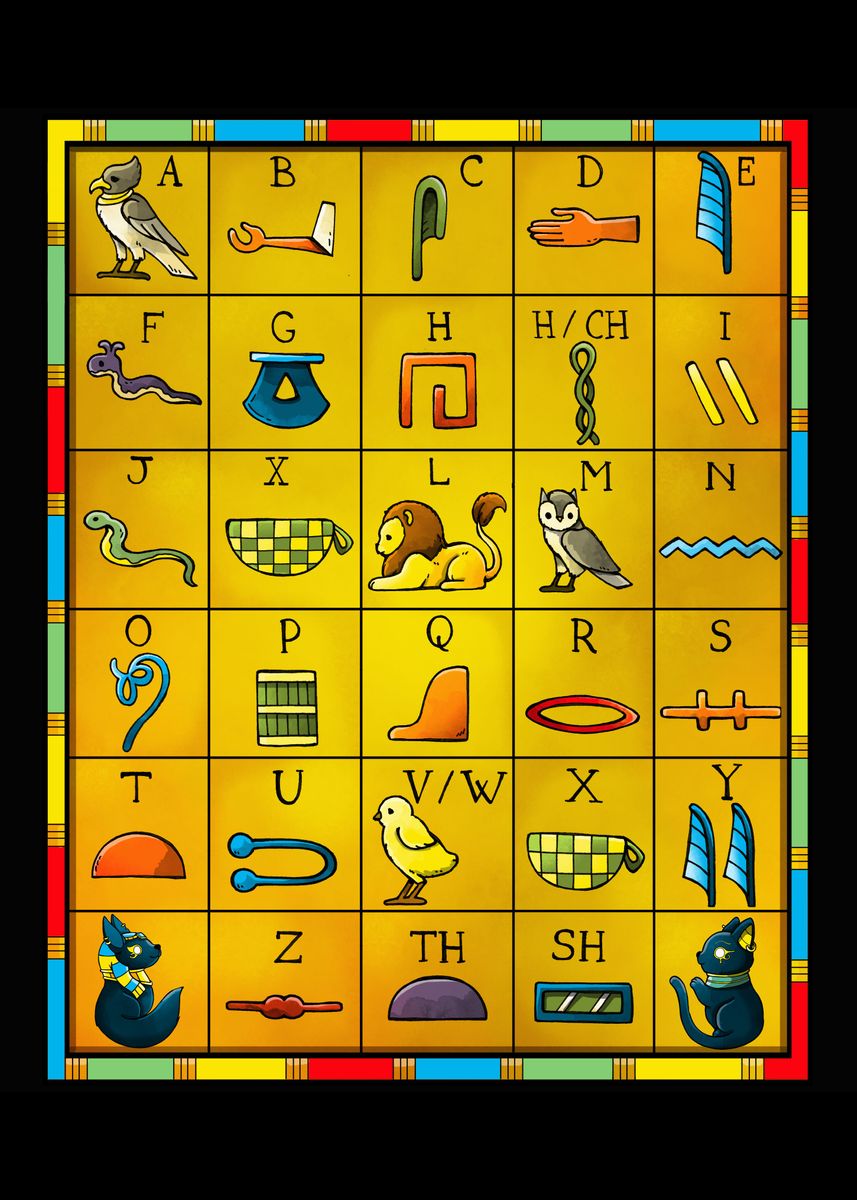 'Egyptian Alphabet' Poster, picture, metal print, paint by Valentina ...