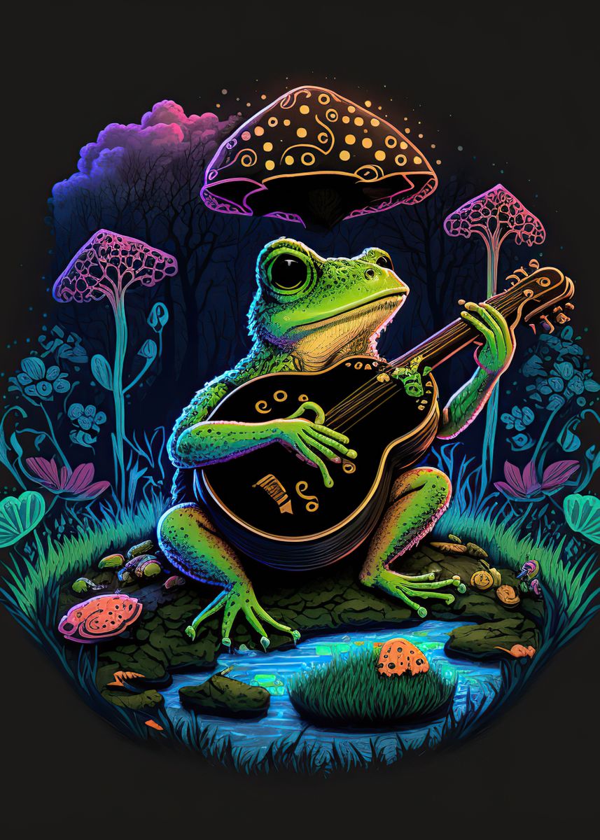 'Frog Playing Banjo' Poster, picture, metal print, paint by Childs ...