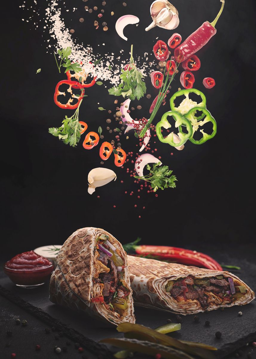 'Pepper Meat Wrap' Poster by Stefan Merz | Displate