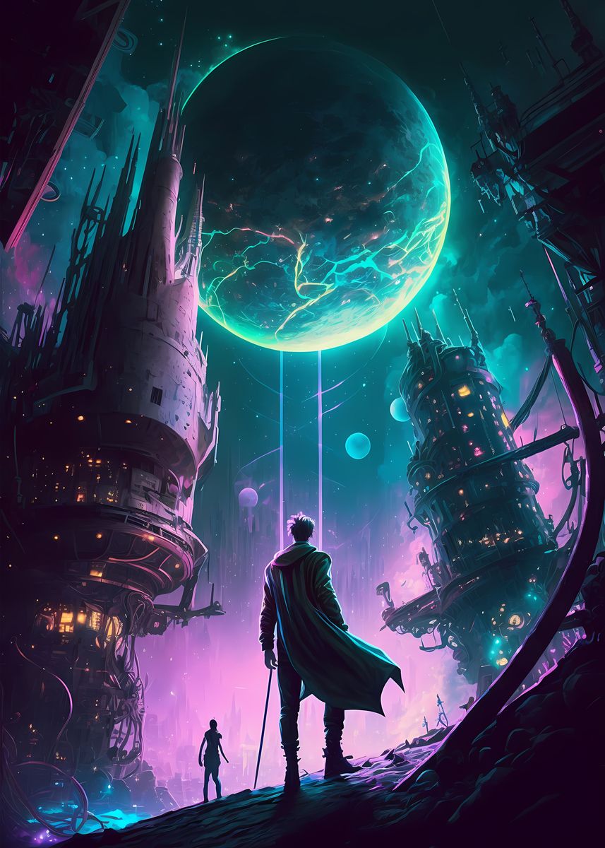 'Cyberpunk Steampunk Neon' Poster, picture, metal print, paint by Jay ...