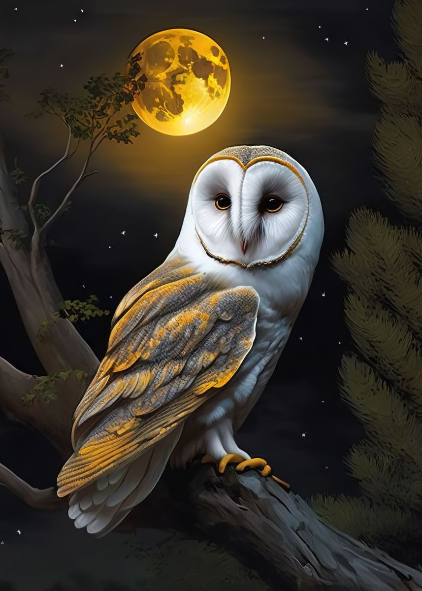 'owl night ' Poster, picture, metal print, paint by Isla Daven | Displate
