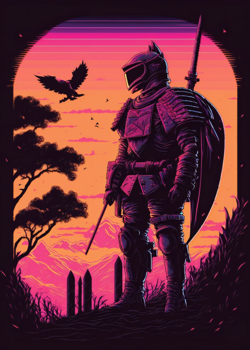 'Neon Knight' Poster, picture, metal print, paint by Powerful Words by ...