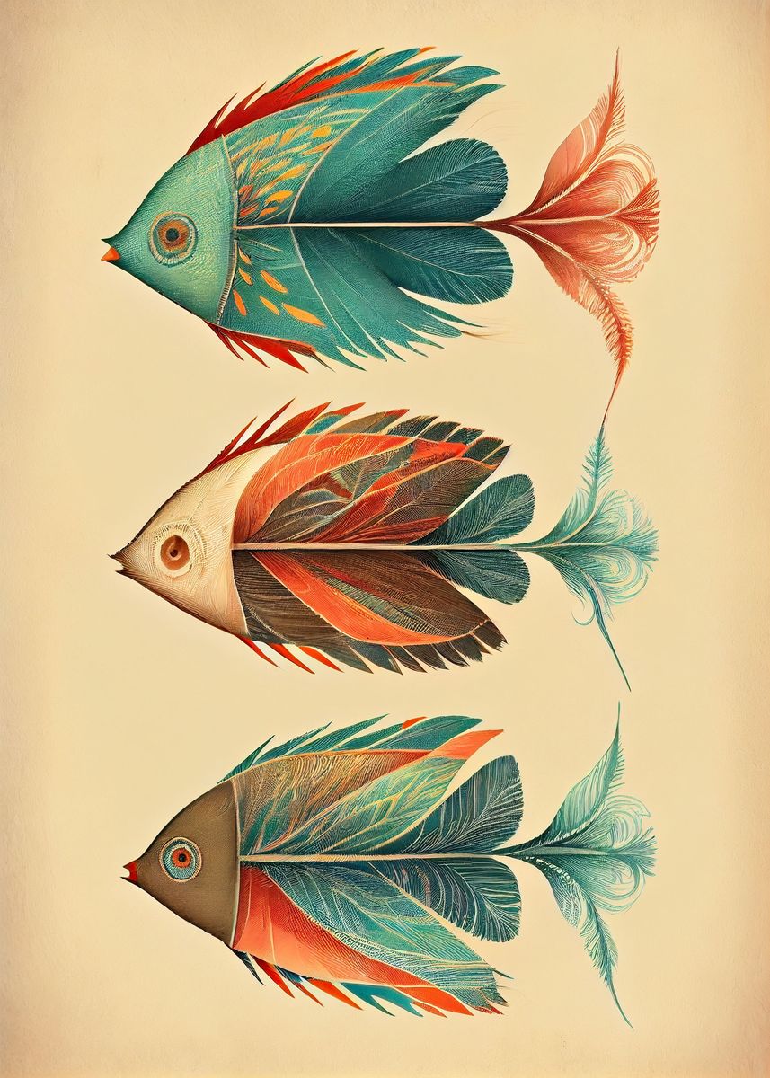 'Feathery Fins' Poster by Steel Canvas Creations | Displate